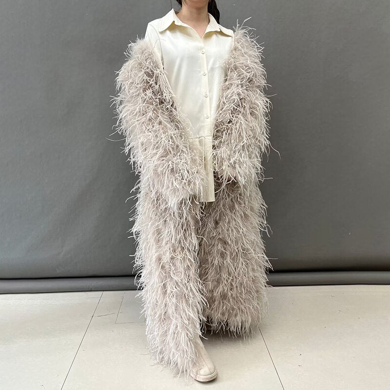 Fluffy Real Ostrich Feather X-Long Coats – Elevate Swag